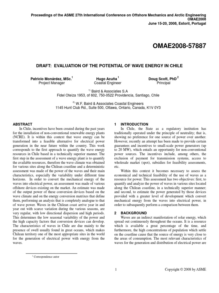 Wave Energy in Chile, 2008 | PDF | Spectral Density | Power Station