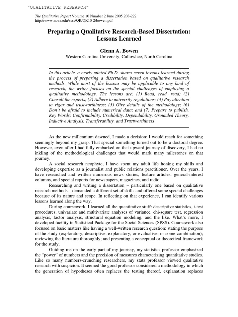 Preparing A Qualitative Research-Based Dissertation | PDF | Qualitative ...
