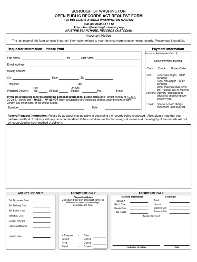 Green Bank OPRA Request Form | PDF