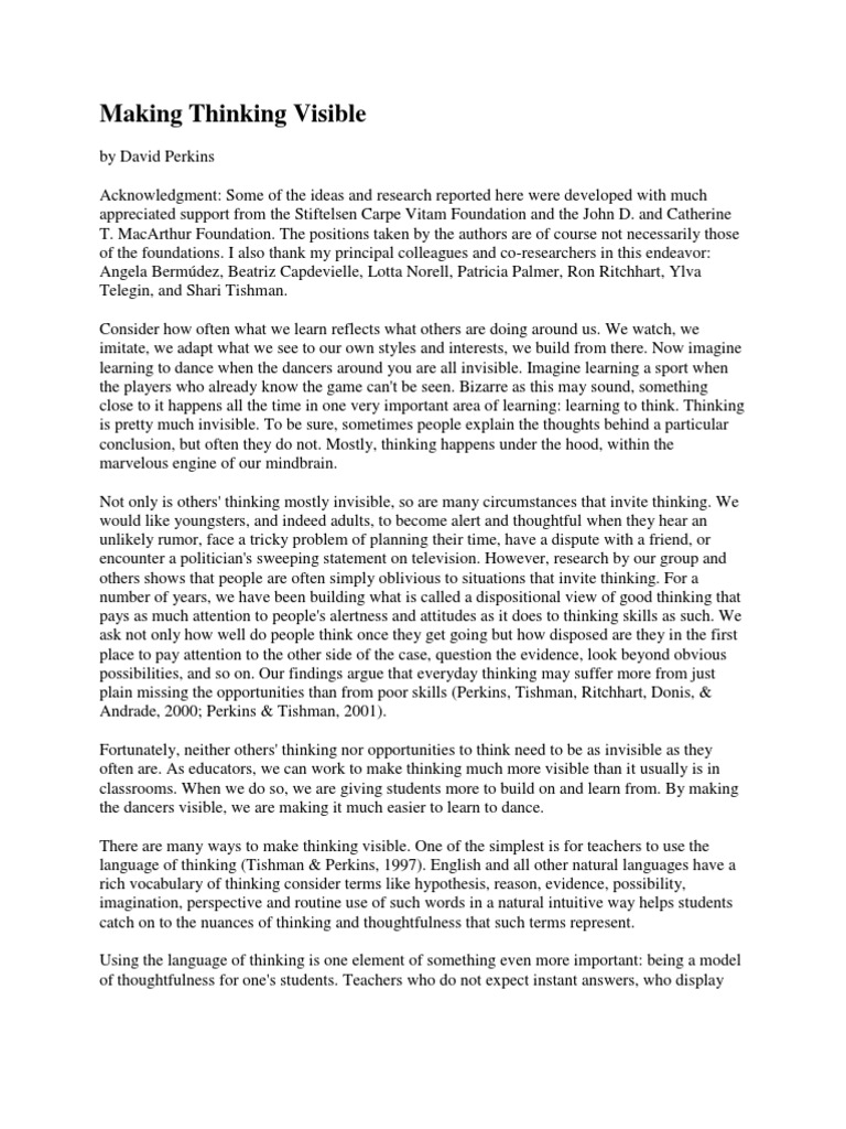 Making Thinking Visible | PDF | Thought | Curiosity