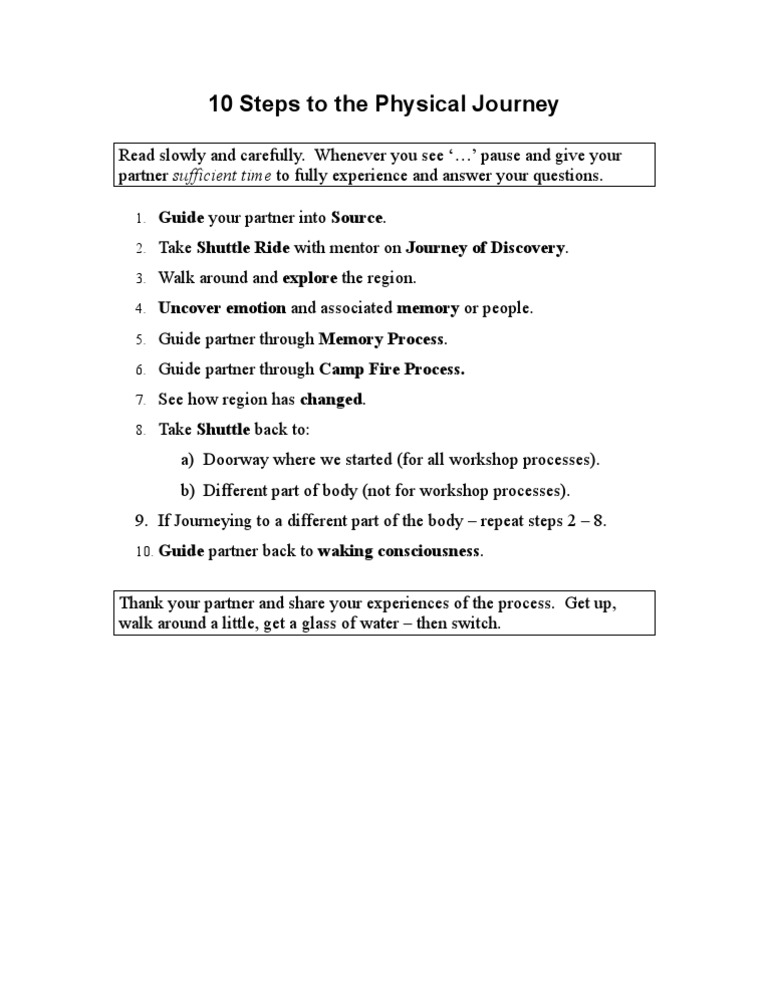 10 Steps To The Physical Journey | PDF | Psychological Concepts ...