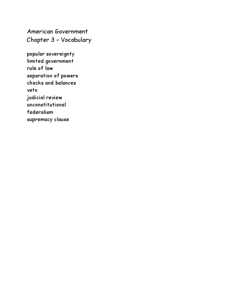 Chapter 3 - Vocabulary | PDF | Politics