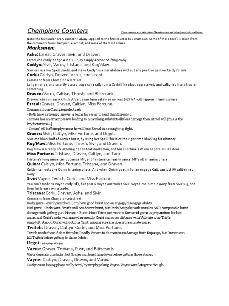 LeagueofLegends Marksmencounters | PDF | History