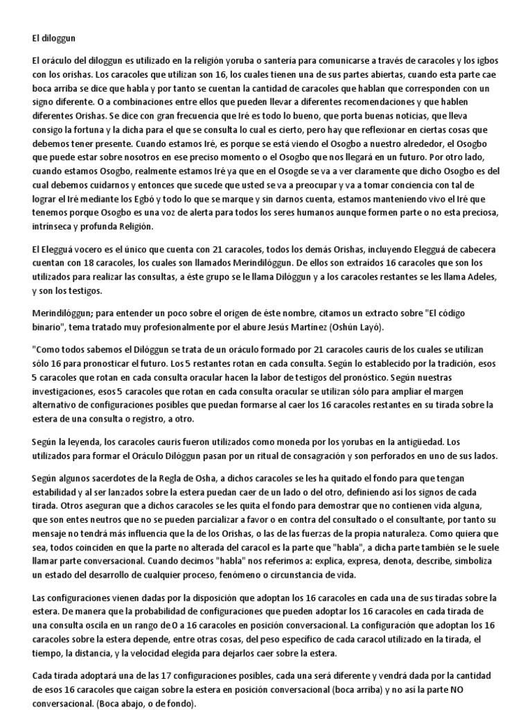 El Diloggun | Descargar gratis PDF | Idiomas | Religión y creencia