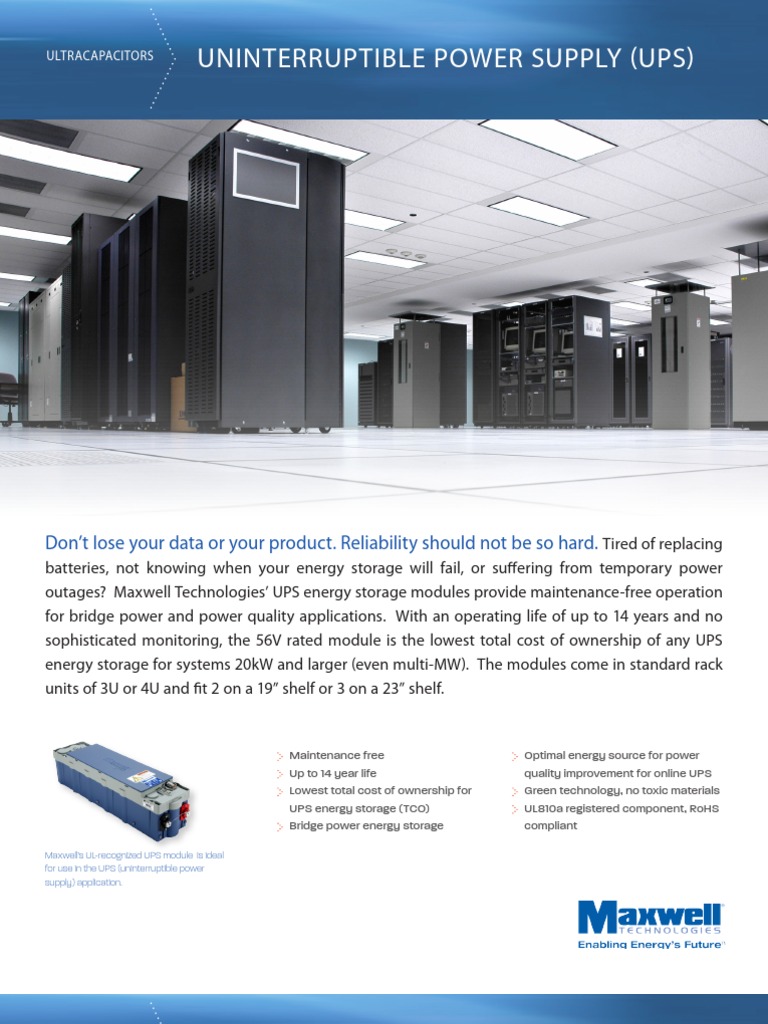 Maxwell Ultracapacitor Ups Solution | PDF | Energy Storage | Power Supply