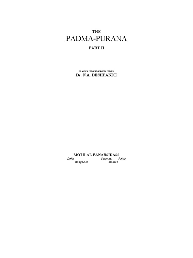 Padma Purana Part II Overview | PDF | Vishnu | Brahman