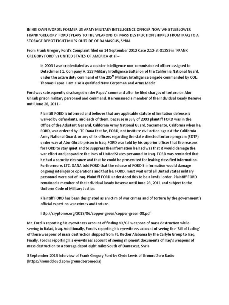 IN HIS OWN WORDS: FORMER US ARMY MILITARY INTELLIGENCE OFFICER NOW ...