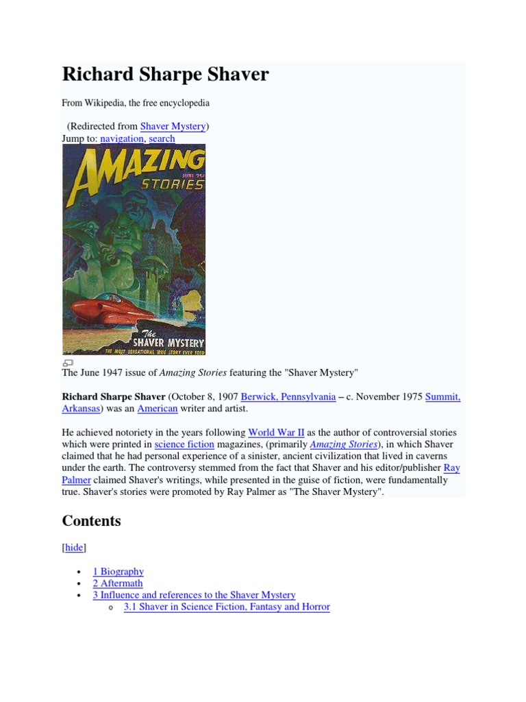 Richard Sharpe Shaver | Fiction & Literature