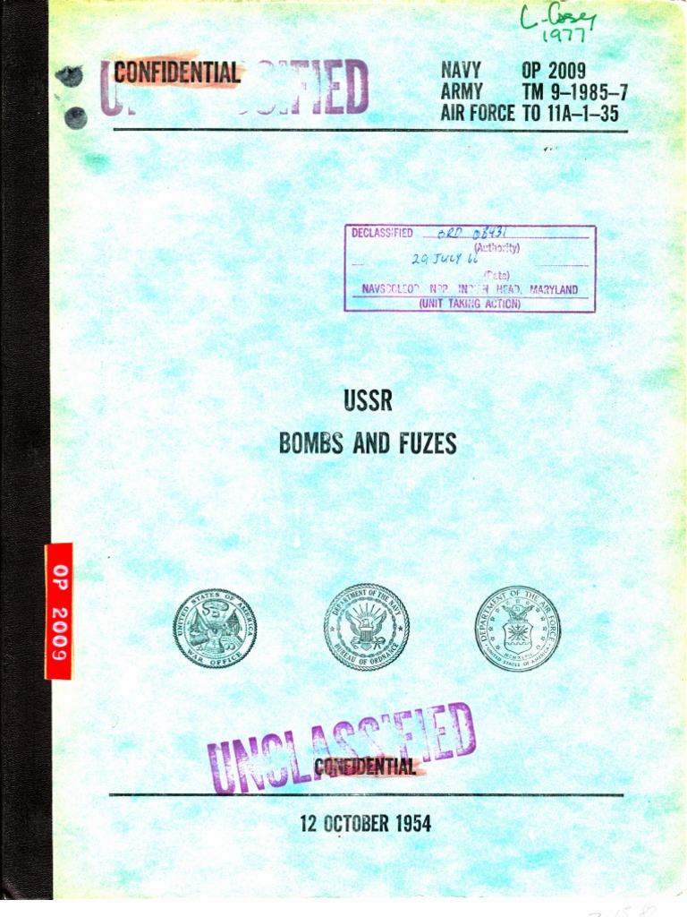 OP 2009 USSR Bombs and Fuzes, TM 9-1985-7 USSR Bombs and Fuzes | PDF ...