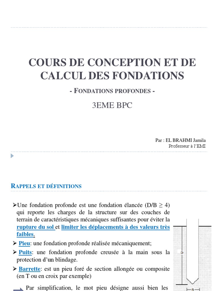 Calcul Fondations Profondes | PDF | Fondation (construction) | Ingénierie mécanique