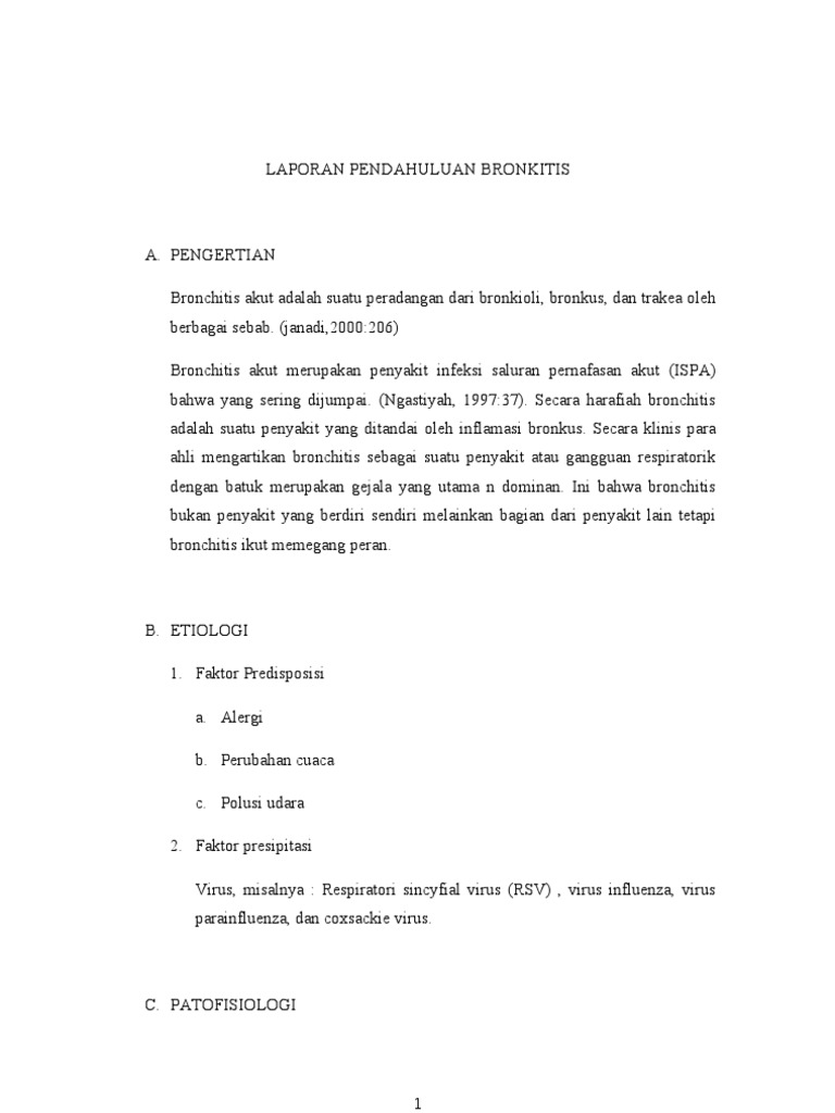 Laporan Pendahuluan Bronkitis | PDF