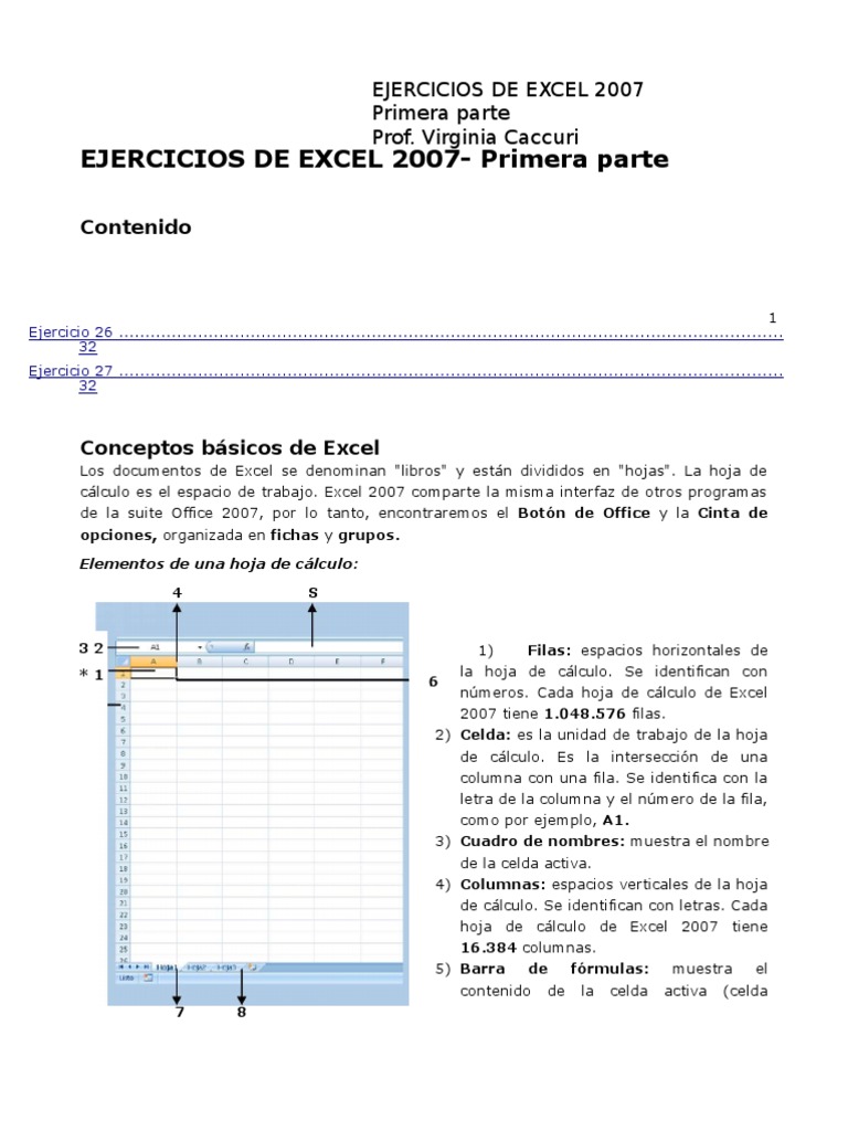 Ejercicios de Excel 2007 Primera Parte | PDF | Hoja de cálculo | Microsoft Excel