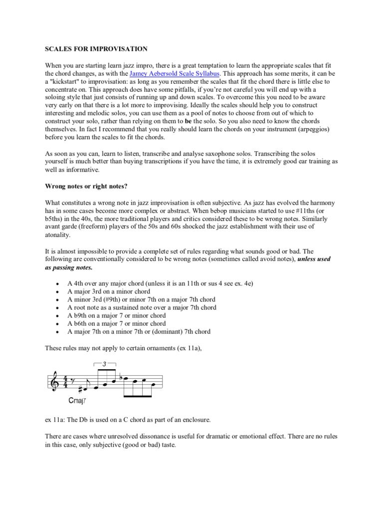 Scales For Improvisation | PDF | Scale (Music) | Chord (Music)