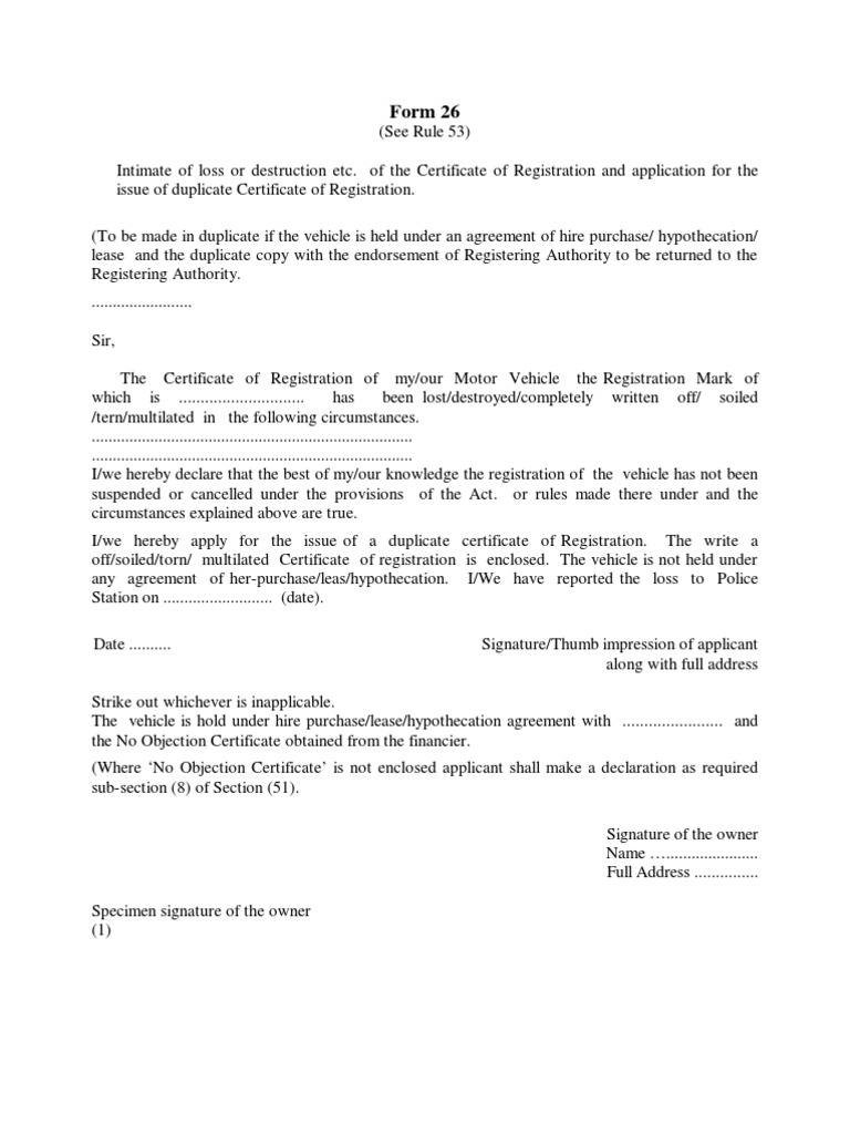 Form 26 | Download Free PDF | Civil Law (Common Law) | Virtue