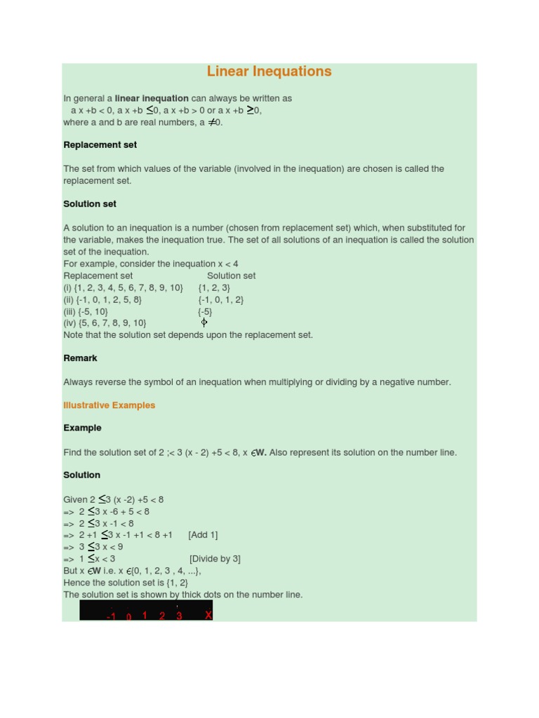 Linear Inequations 3 | PDF | Inequality (Mathematics) | Mathematical ...