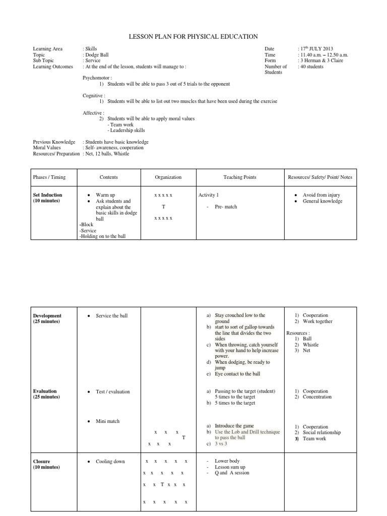 Lesson Plan For Physical Education | PDF