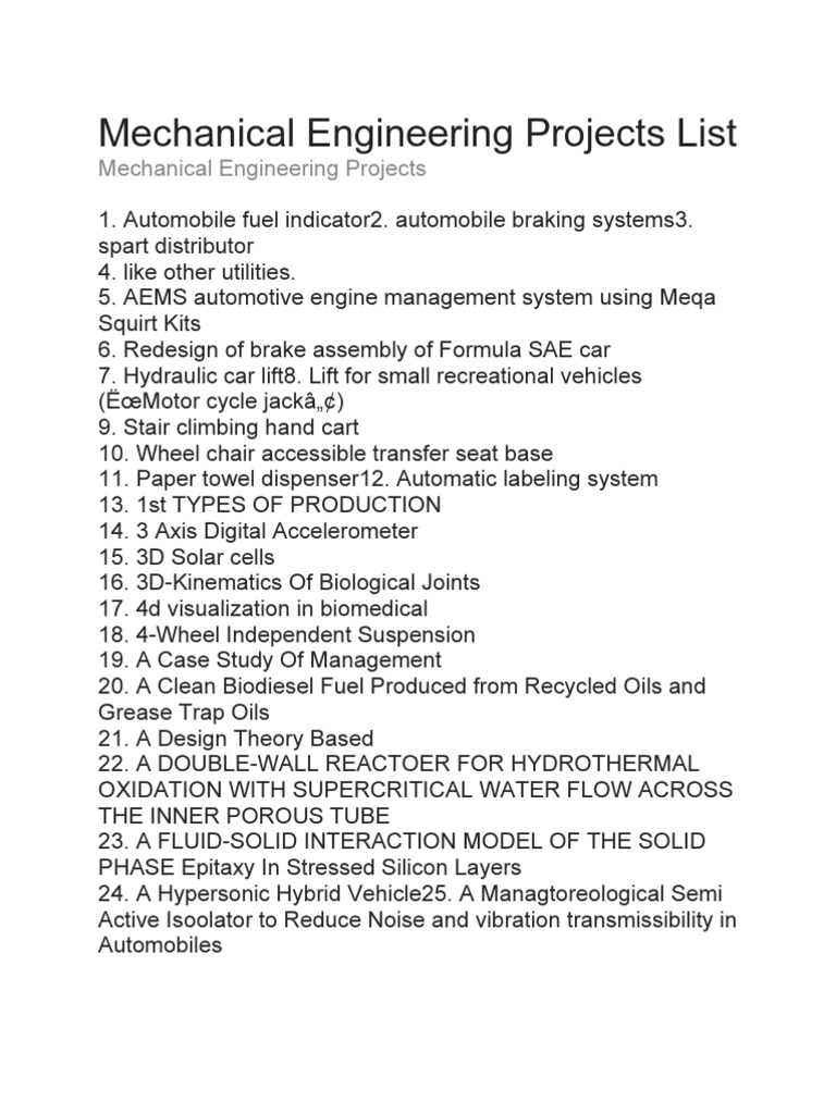 Mechanical Engineering Projects List | Internal Combustion Engine ...