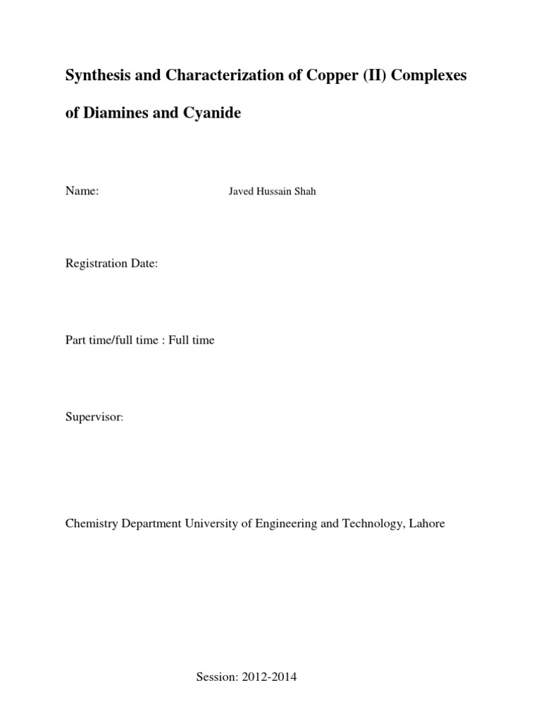 Synthesis and Characterization of Copper (II) Complexes of Diamines and ...
