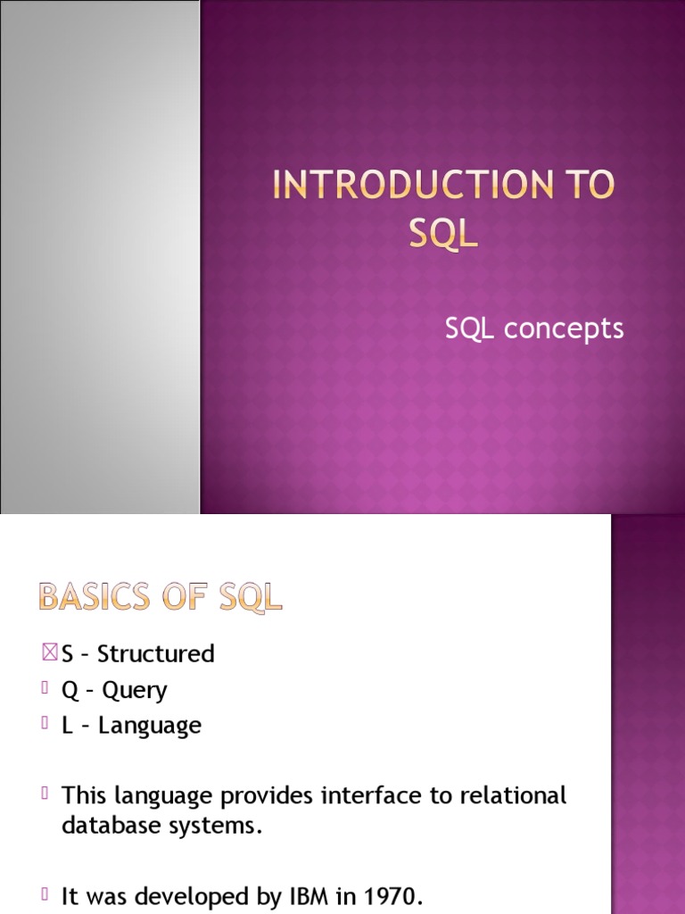 Introduction To SQL | PDF | Sql | Table (Database)