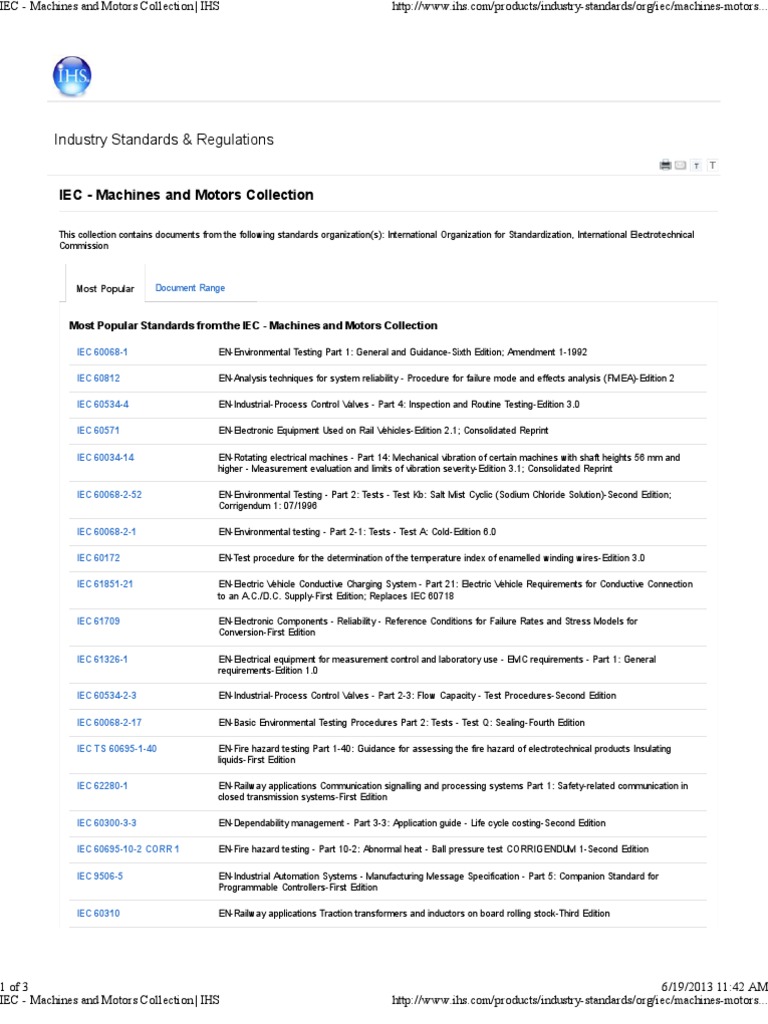 IEC - Machines and Motors Collection - IHS | PDF | Reliability ...