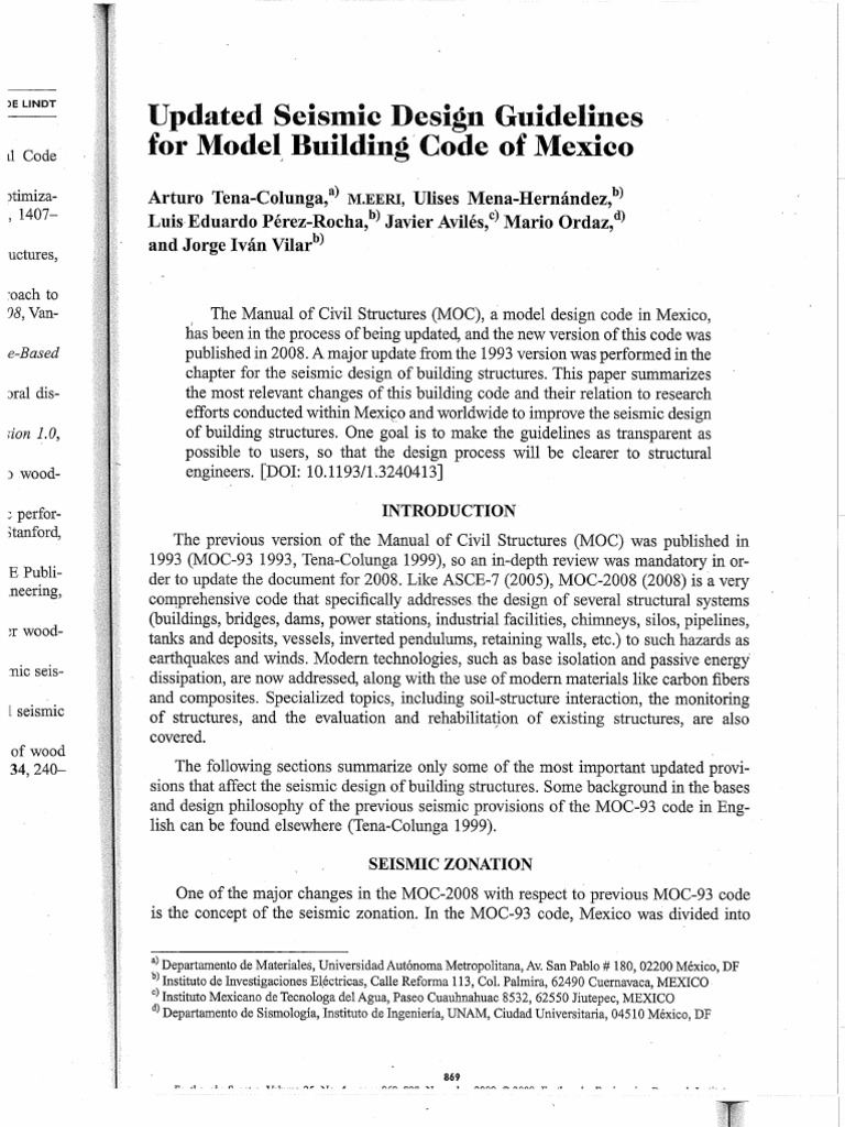 Updated Seismic Design Guidelines For Model Building Code of Mexico | PDF