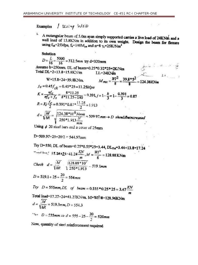Examples On Design of Singly Reinforced Beams Using Limit State Design ...
