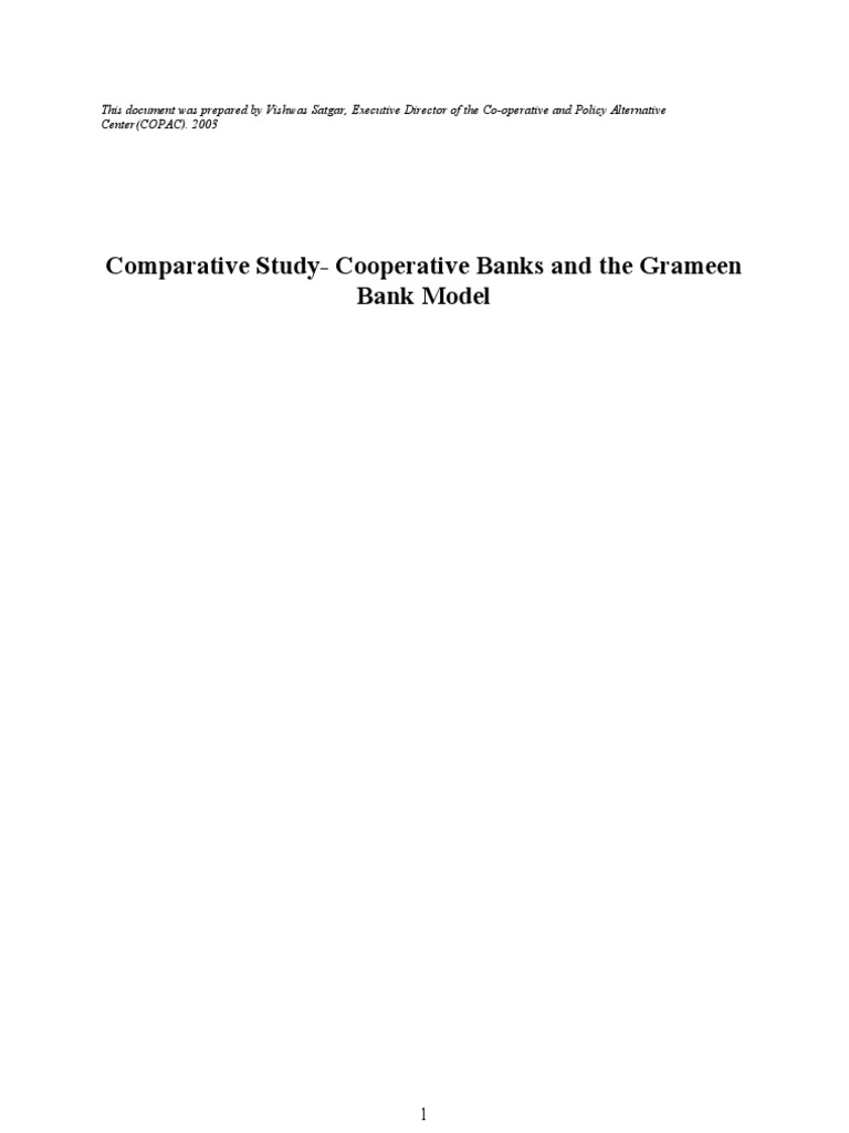 Comparative Study - Cooperative Banks and The Grameen Bank Model | PDF ...