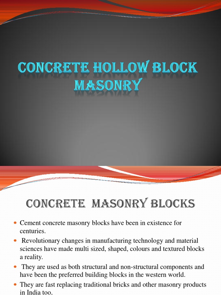 Hollow Concrete Block Masonry Guide | PDF | Masonry | Wall