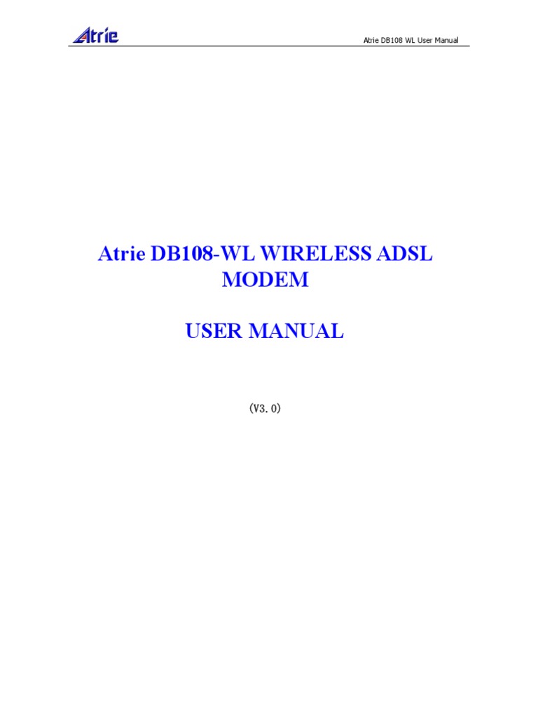 Atrie DB108 WL Modem Manual | PDF | Ip Address | Wireless Lan