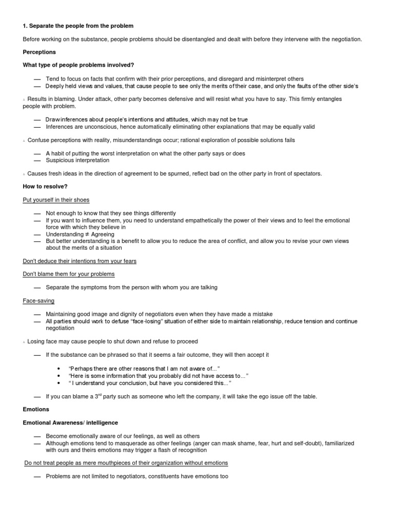 Getting To Yes Summary | PDF | Negotiation | Anger