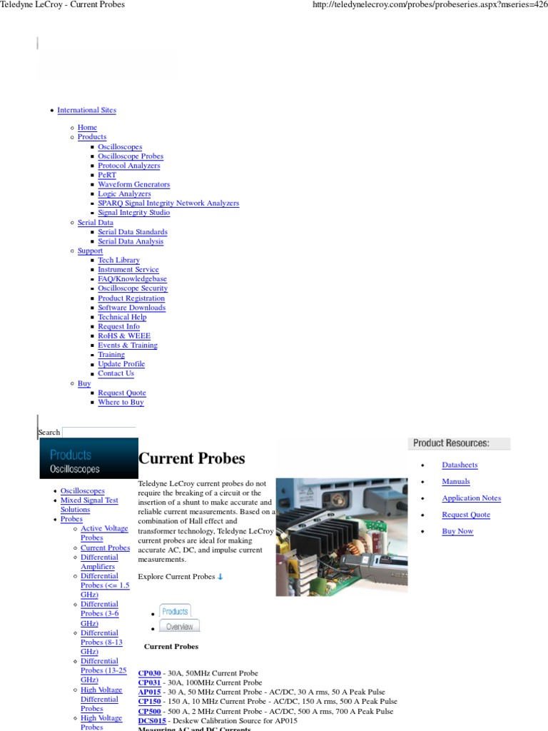 Teledyne LeCroy - Current Probes | PDF | Power Supply | Direct Current