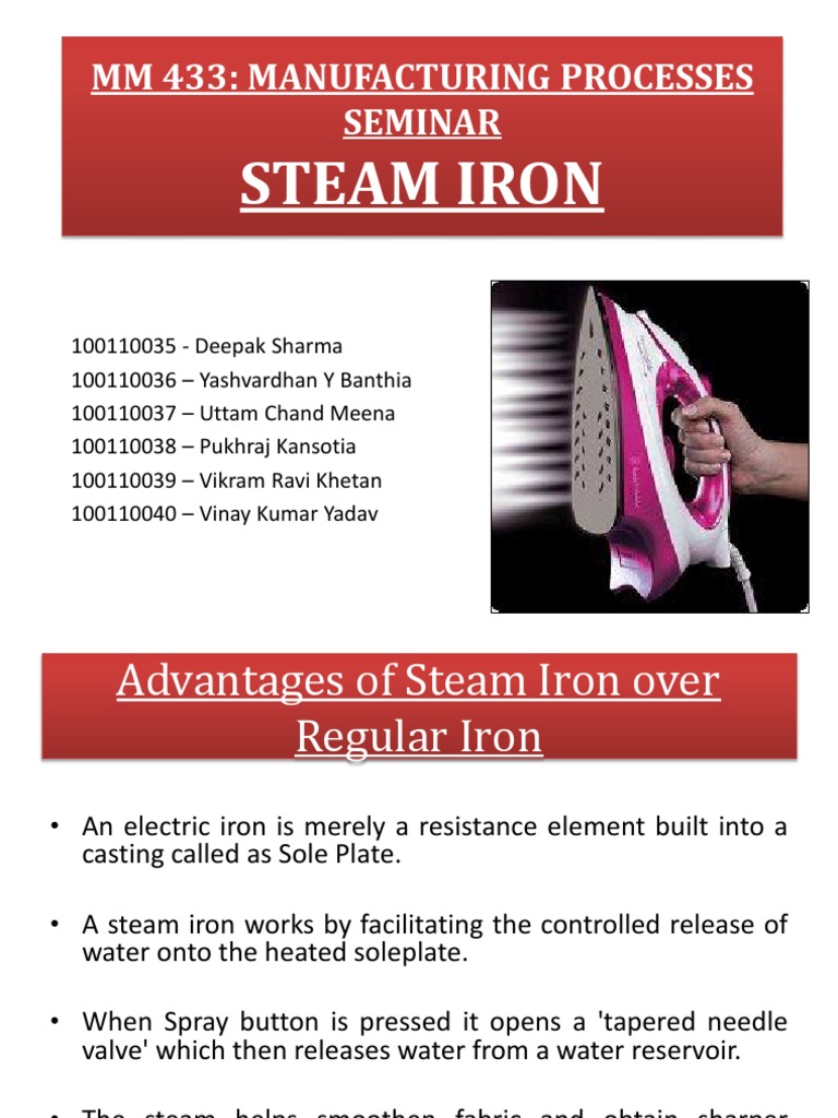 Steam Iron: MM 433: Manufacturing Processes Seminar | PDF ...