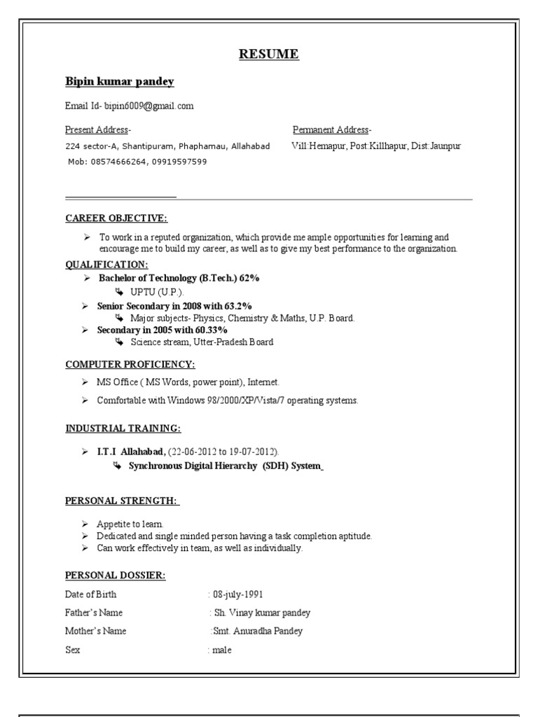 Resume: Bipin Kumar Pandey | PDF