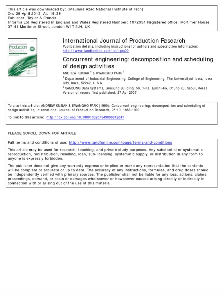 International Journal of Production Research | PDF | Scheduling ...