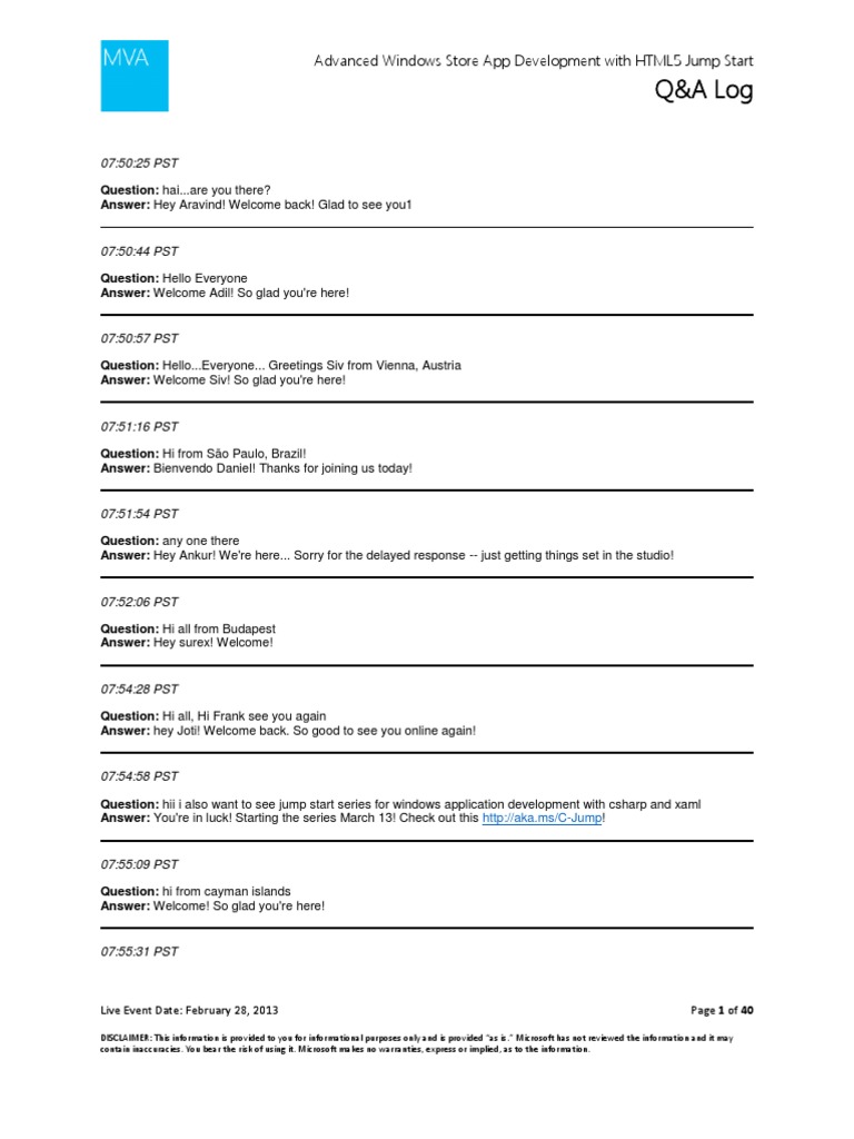 Q&A Log AdvHTML 482 | PDF | Windows 8 | Software Development