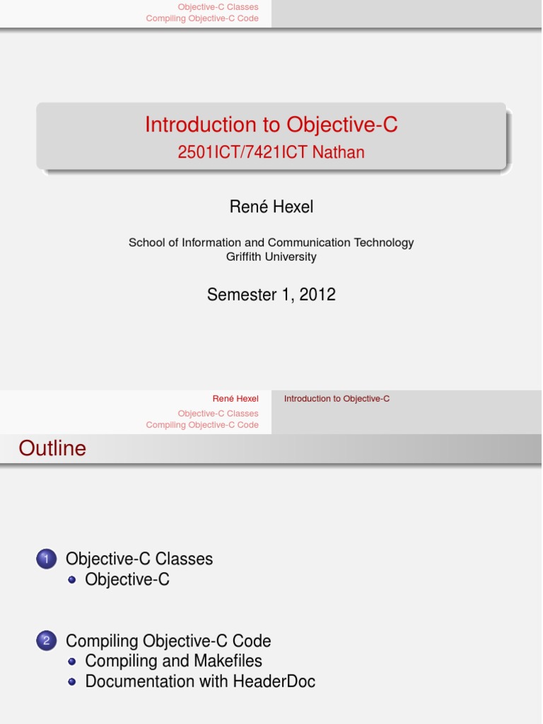 Objcintro Handouts Pdf Objective C Class Computer Programming