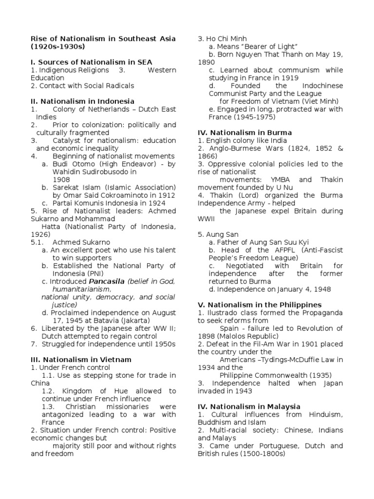Nationalism in Southeast Asia (1920s-30s) | PDF | Nationalism | Indonesia
