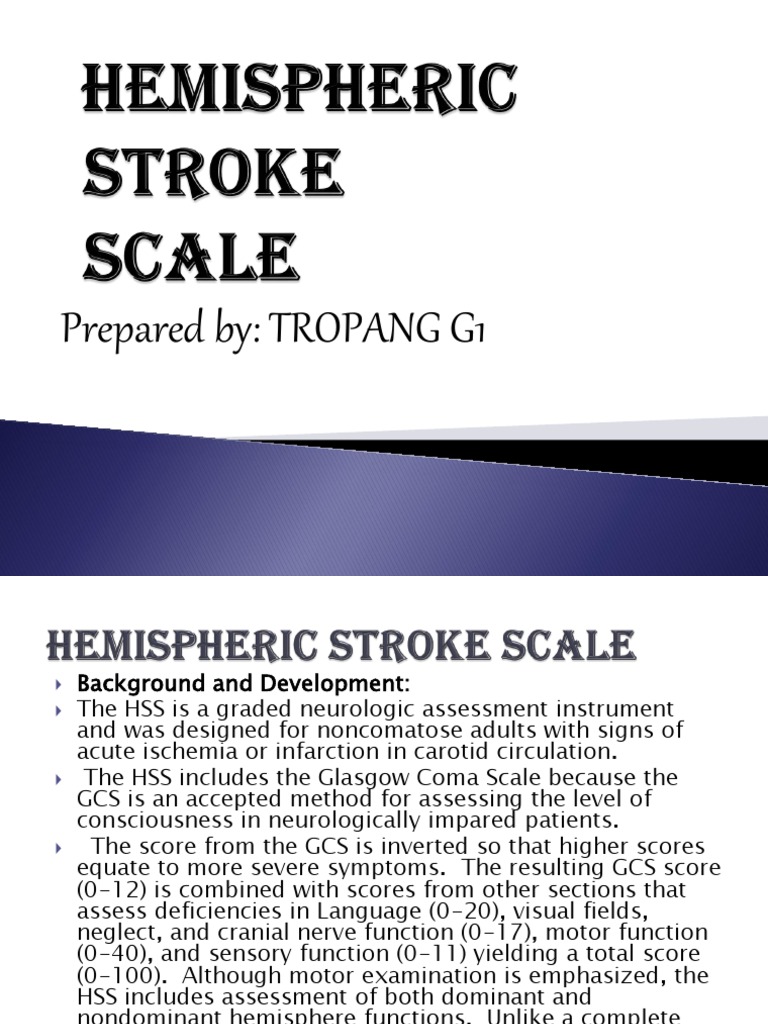 Hemispheric Stroke Scale by G1 | Anatomical Terms Of Location | Coma