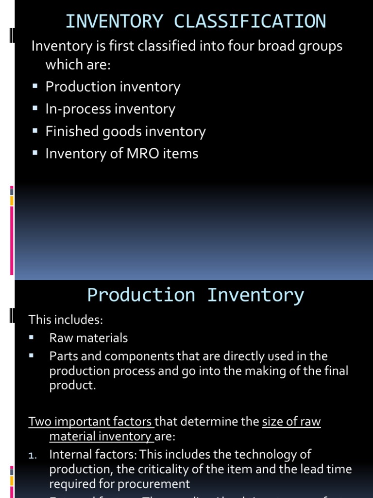 3rd - Inventory Classification | PDF | Inventory | Industries
