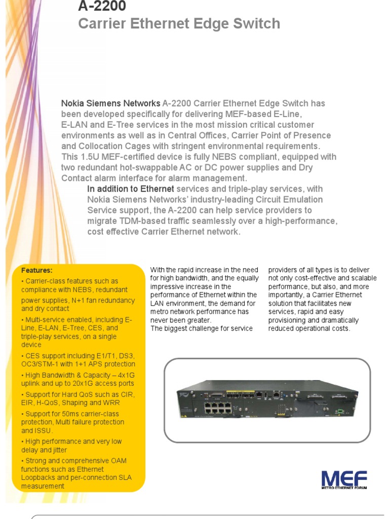 Carrier Ethernet Edge Switch: Nokia Siemens Networks | PDF | Quality Of ...