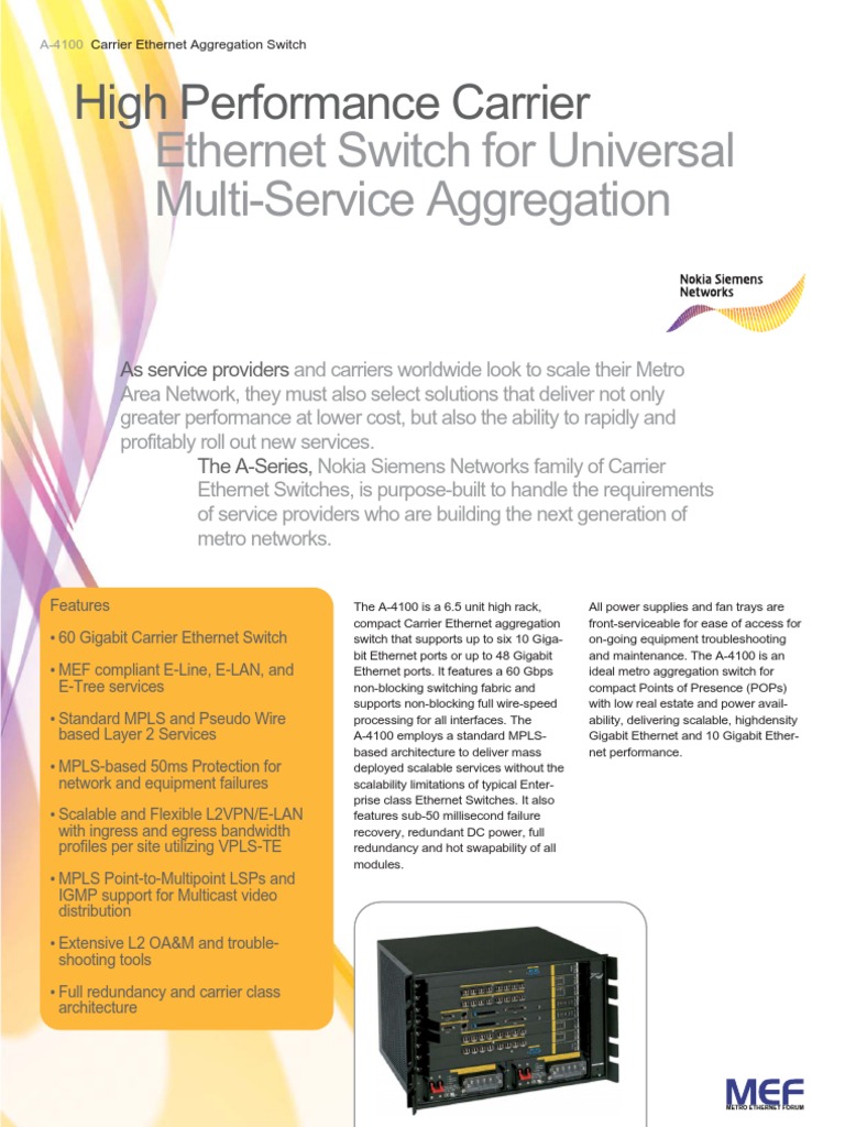 Ethernet Switch For Universal Multi-Service Aggregation: High Performance Carrier | PDF ...