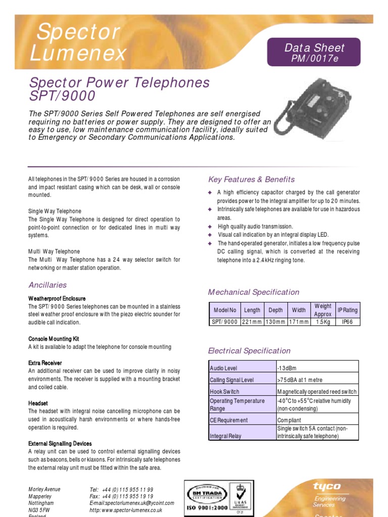 PM0017e Self Powered Telephones | PDF | Telephone | Relay