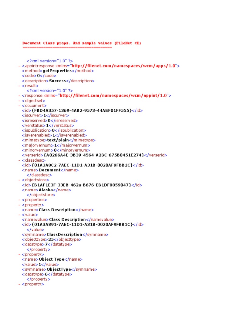 Filenet Ce Document Class Props Pdf Application Software Computing