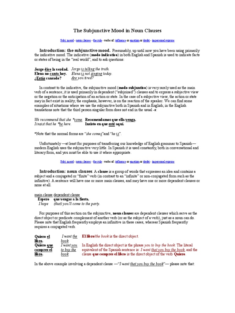 The Subjunctive Mood in Noun Clauses | PDF | Clause | Verb