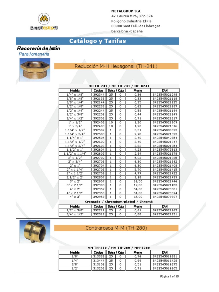 Catalogo de Racores | PDF | Materiales de construcción | Plomería