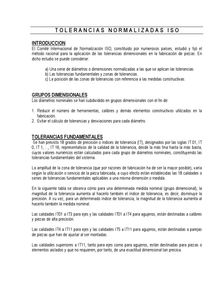 Tolerancias Normalizadas ISO y IT | PDF | Tolerancia de ingeniería ...
