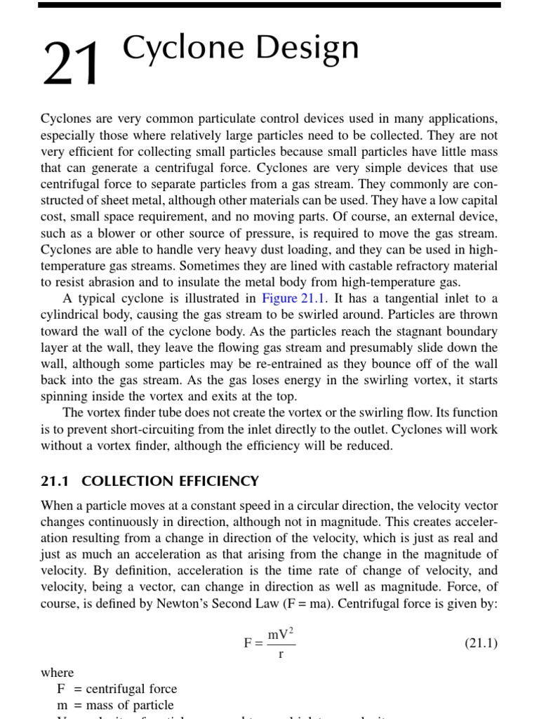 Cyclone Design | PDF | Gases | Acceleration
