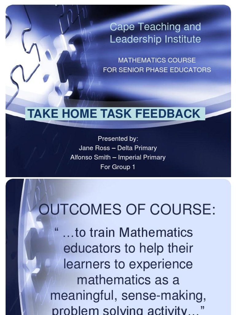 Take Home Task Feedback: Cape Teaching and Leadership Institute | PDF ...