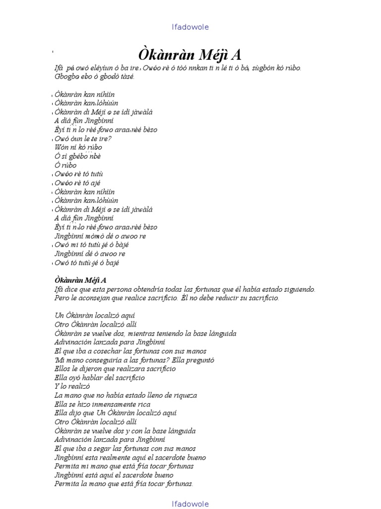 Okanran Meji | PDF | Arte | Religión y espiritualidad