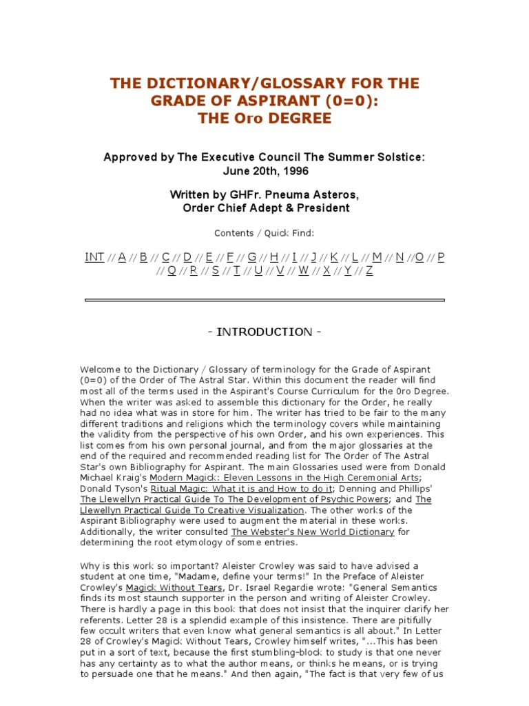 Dictionary-Glossary of Occult Terminology | PDF | Extrasensory ...